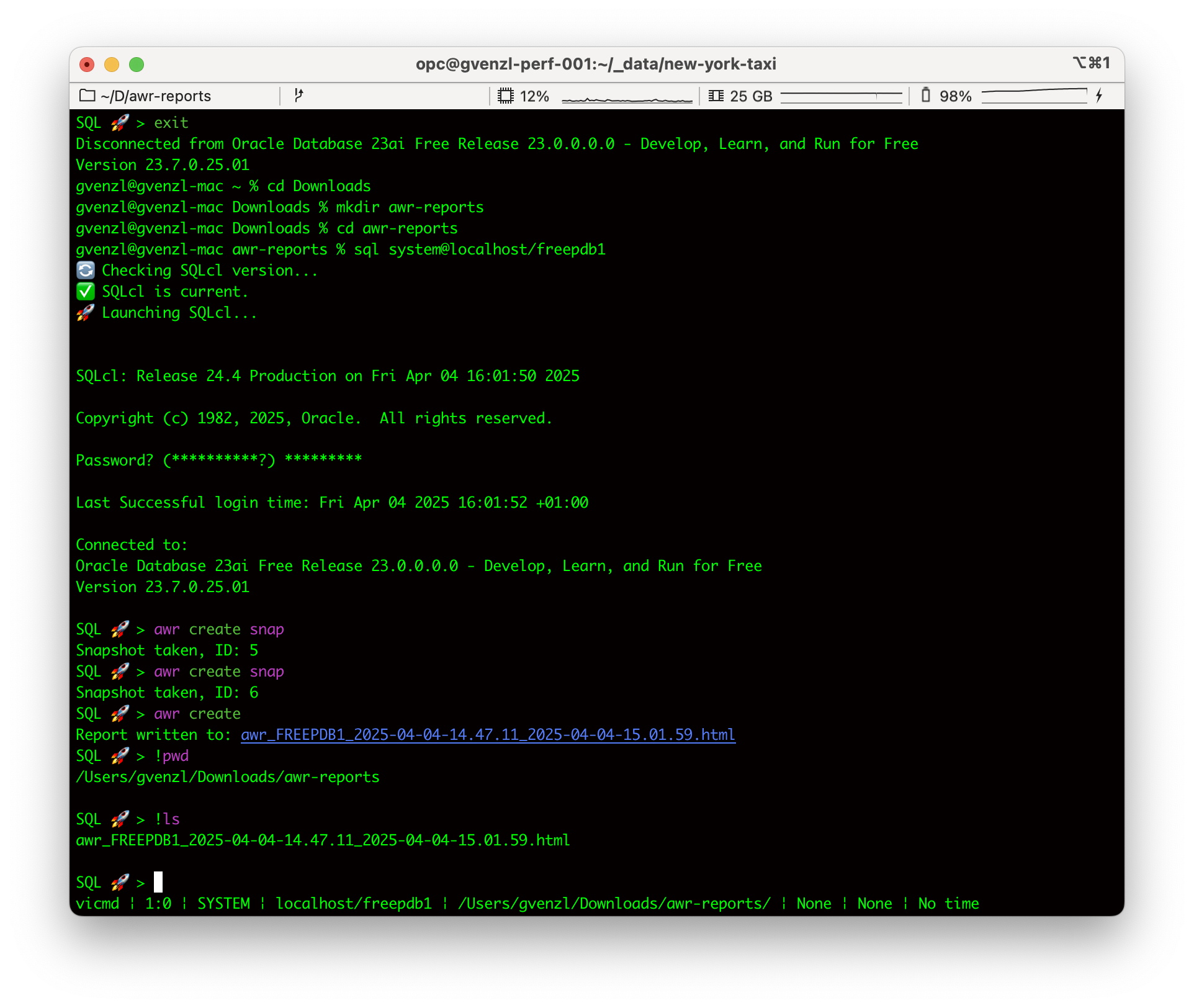 Creating Oracle Database Awr Reports Straight From Sqlcl Gerald On It 